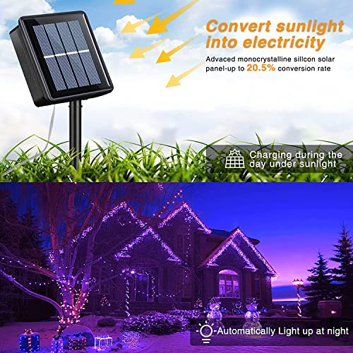 SOLARBABY Solar String Lights, 8 Modes Christmas Decorative Solar String Lights Outdoor Waterproof 200 Led Solar Fairy Lights White for Home Lawn Garden Wedding Patio Party Holiday-2 Pack