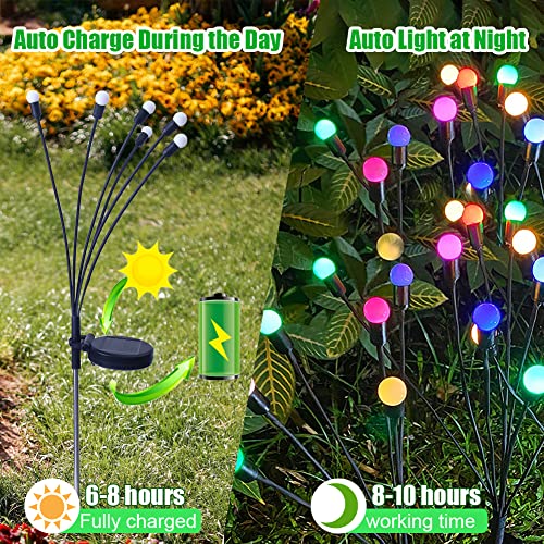 Leleecoo Solar Lights Outdoor Decorative, Garden Lights Solar Powered Waterproof, 6 LED Light Bulbs Vibrant Garden Solar Lights, Fairy Lights Yard Decorations Outdoor 2 Pack