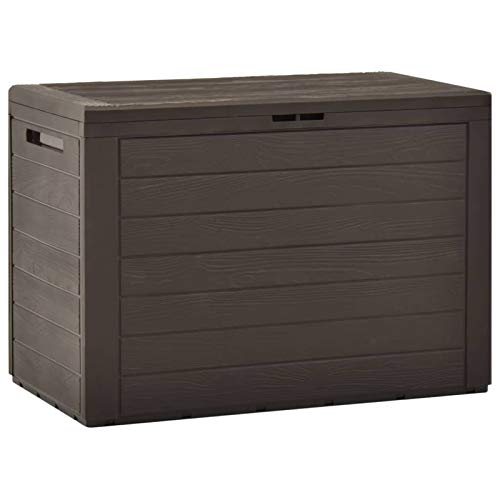 Festnight Garden Storage Box Deck Box Garden Organizer Toolbox PP Storage Cabinet 50.2 Gal Outdoor Furniture 38.7 x 17.3 x 21.7 Inches(Brown)