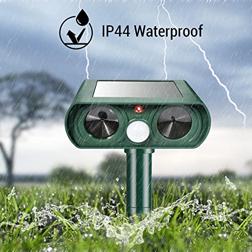 Lubatis 2 Pack Animal Repellent Outdoor Solar Animal Repeller Deterrent with Motion Sensor Ultrasonic Repellent for Cat, Squirrel, Deer, Raccoon, Skunk, Rabbit, Dog, Waterproof