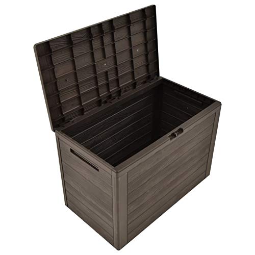 Festnight Garden Storage Box Deck Box Garden Organizer Toolbox PP Storage Cabinet 50.2 Gal Outdoor Furniture 38.7 x 17.3 x 21.7 Inches(Brown)