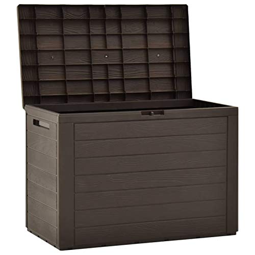 Festnight Garden Storage Box Deck Box Garden Organizer Toolbox PP Storage Cabinet 50.2 Gal Outdoor Furniture 38.7 x 17.3 x 21.7 Inches(Brown)