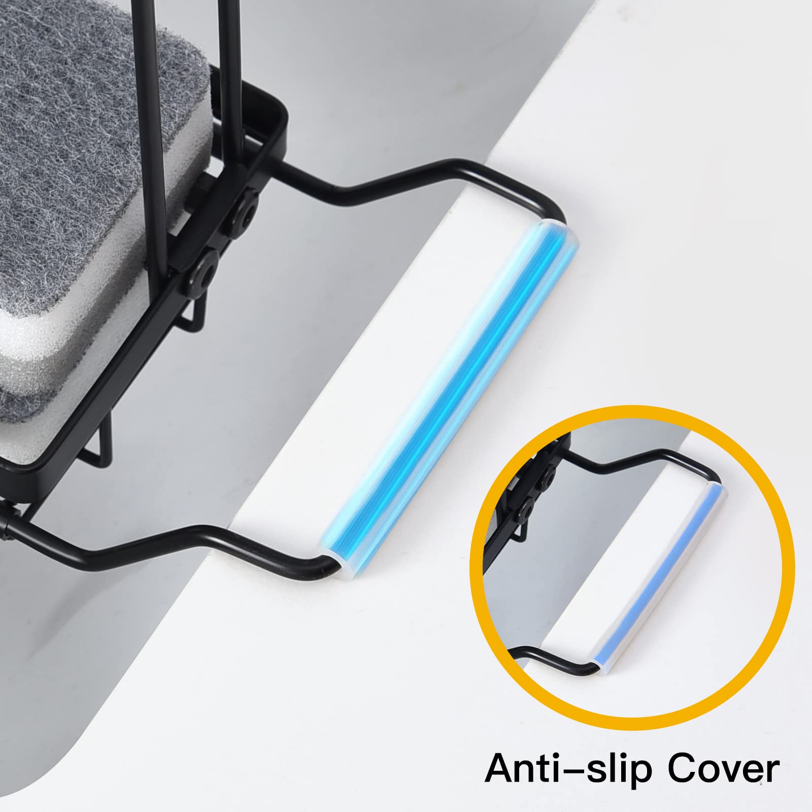 LOLOST Sink Caddy Sponge Holder, Expandable (16.7"-21.3") Kitchen Telescopic Sink Storage Rack , 4-in-1 Telescopic Sink Shelf with Dish Towels Drying Rack, Black