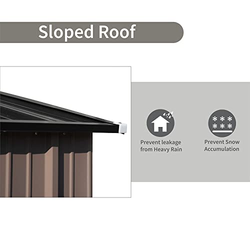 5ft x3ft Patio Garden Shed, Metal Lean-to Storage Shed with Lockable Door, Tool Cabinet for Backyard, Lawn, Garden, Brown