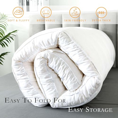 WhatsBedding 4.5 Inch Memory Foam Mattress Topper Full Size, 100% Cotton Cover, Anti-Slip Bottom, 4 Anchor Elastic Bands, 75x39x4.5 Inch