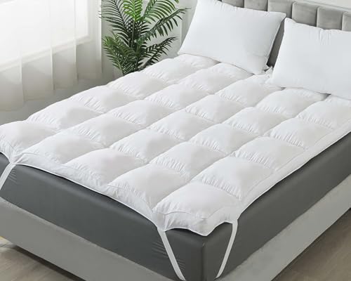 WhatsBedding 4.5 Inch Memory Foam Mattress Topper Full Size, 100% Cotton Cover, Anti-Slip Bottom, 4 Anchor Elastic Bands, 75x39x4.5 Inch