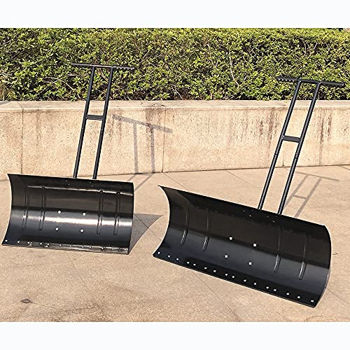 ZhoneQingXninRED Wheeled Snow Pusher Shovel Heavy Duty Rolling with Adjustable Handle & Anti-Skid Wheels and Winter Gloves Removal Tool for Driveway Garden Pavement (29.1x16.5IN )