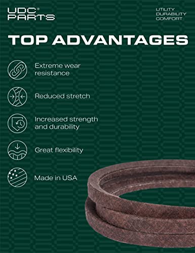 UDC Parts Mower Drive Belt GX20006 / Aramid Cord Extra-Heavy Duty V-Belt / 1/2 X 88.90 in. / Compatible with John Deere, Murray, MTD and More