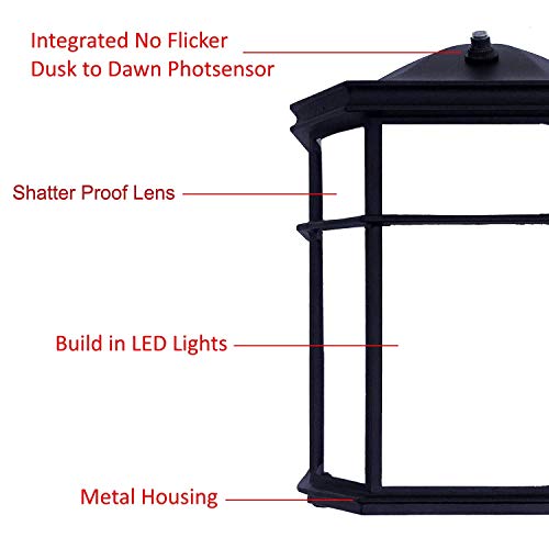 HARRRRD LED Wall Lantern Pack Light - Dusk to Dawn Photocell Included - 1 Pack 3000K (Warm White) Wall Mount Fixture, Exterior Security Lighting, Garage, Garden, Yard