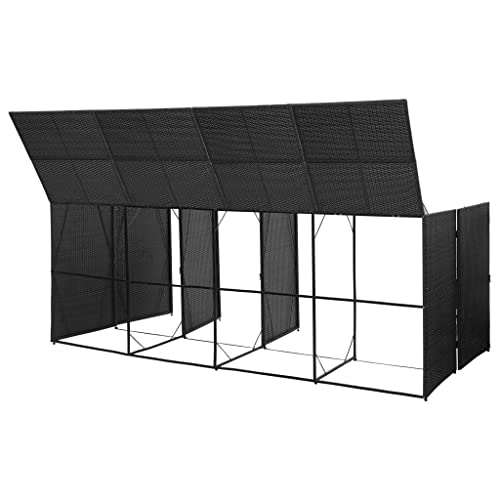 Quadruple Wheelie Bin Shed,Garbage Bin Shed,Outdoor Garden Patio Storage Shed,for Garbage Cans,Bin Shed for Patio Backyard Garden Black 120.1"x30.7"x47.2" Poly Rattan