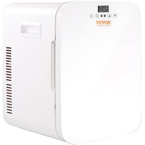 VEVOR Mini Fridge, 20L Skincare Fridges with Temper Control Touch Screen, Portable Small Beverage Refrigerator for Bedroom Office Car Dorm, AC/DC Cool Warmer for Cosmetic Drink Milk, White