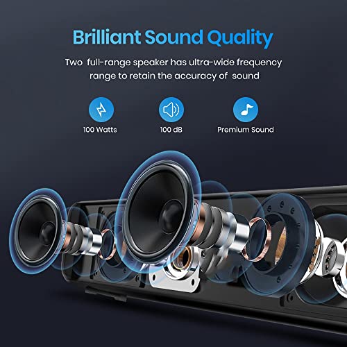 IRDFWH 100W Soundbar 20-inch for TV Speaker Wall Mountable 3D Stereo Sound for Home Theater and Gaming Multiple