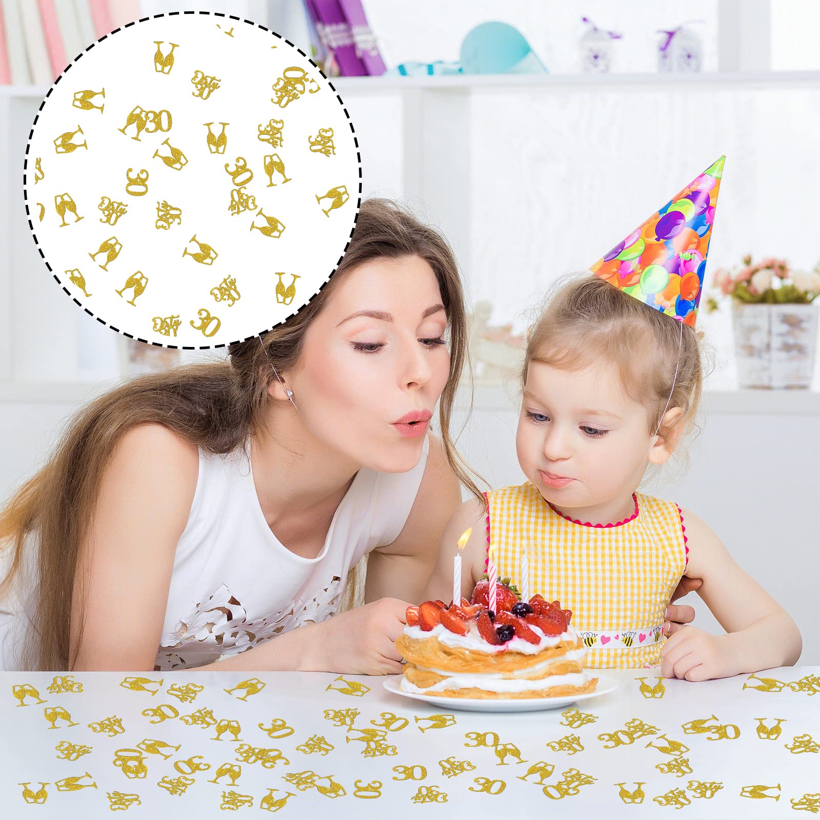 Halodete 30th Birthday Confetti - Dirty 30 Party Table Decorations - Adult Birthday Confetti - Happy 30th Anniversary Table Scatter Confetti Decorations - Gold Glitter, 120pcs