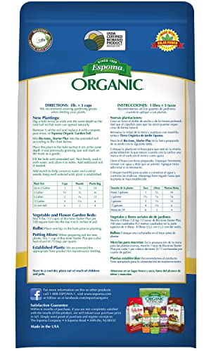 Espoma Organic Bio-Tone Starter Plus 4-3-3 Natural & Organic Starter Plant Food with Both Endo & Ecto Mycorrhizae; 8 lb. Bag; The Ultimate Starter Plant Food