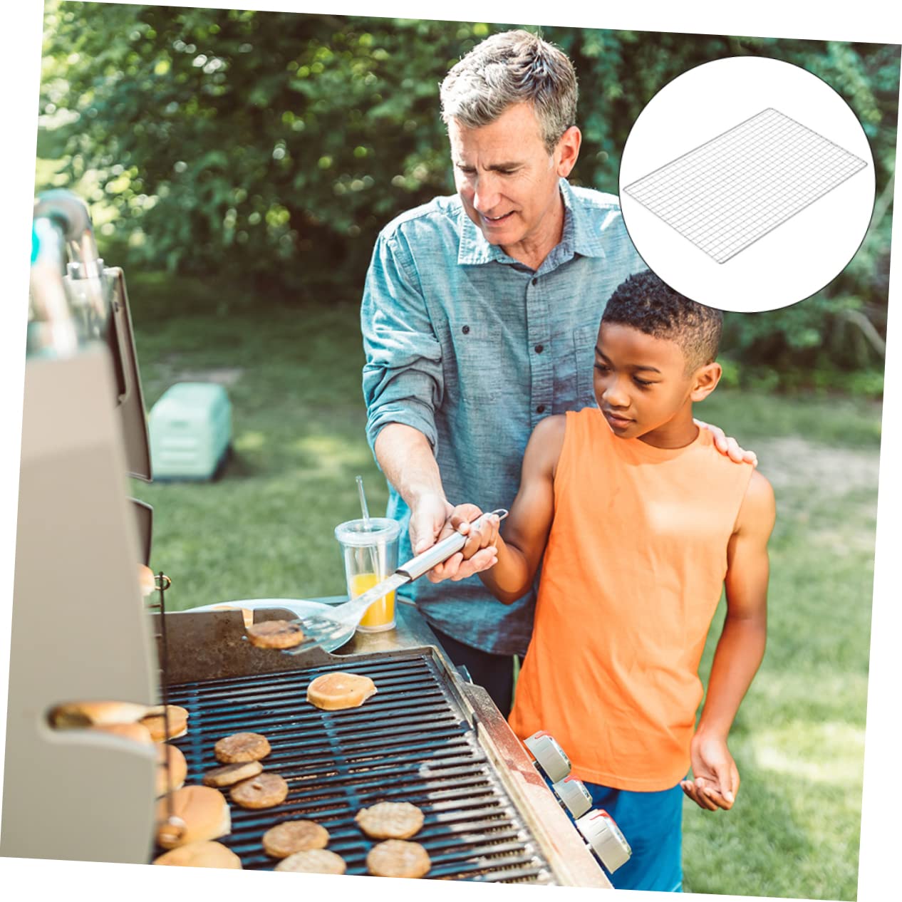 Happyyami 4 Pcs Stainless Steel BBQ Mesh Barbecue Pad Chef Cooling Rack Barbecue Grill Rack Baking Rack Grill Mesh Mat Outdoor BBQ Mat Square Backpack Grill Cooking Grid Travel Gift Small