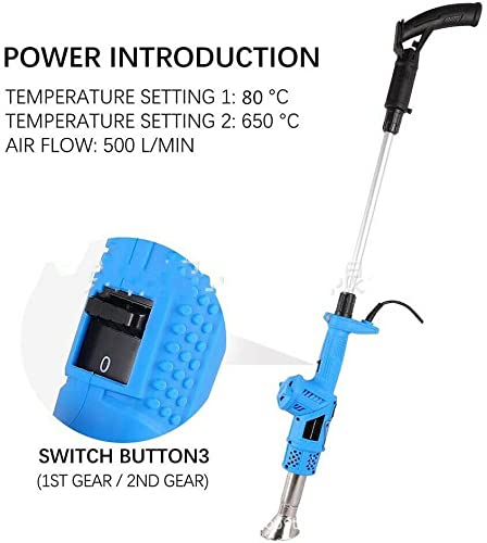 BJTDLLX Electric Weed Burner with 5 Nozzles, 2000W Compact Weed Burner Garden Hot Air Weed Killer Burner Heat G-un Strong Weed Killer Tool for Garden Weed Torch Maximum Temperature 650°C
