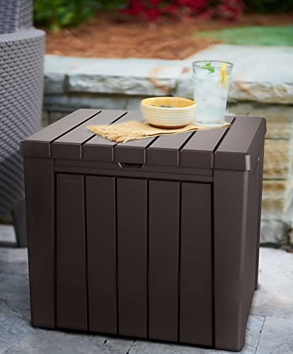 ALIDAM Deck Box Storage Box 30 Gallon Resin Outdoor Deck Box Storage Table Weatherproof Patio Deck Garden Furniture