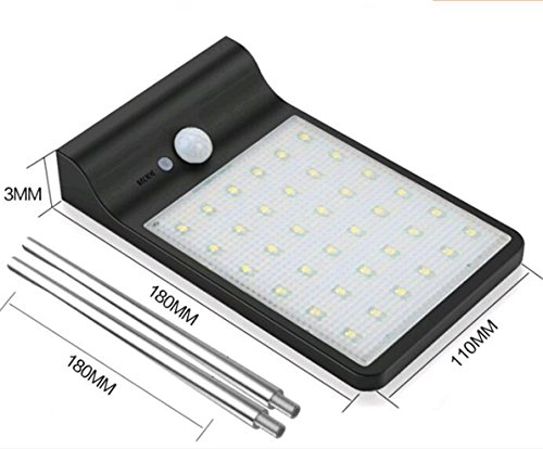 Bonashi LED Solar Motion Sensor Light Outdoor 2 Pack, Security Motion Activated Wall Lights with Mounting Poles for Gutter Patio Garden Path, Waterproof Cordless Exterior Foodlights