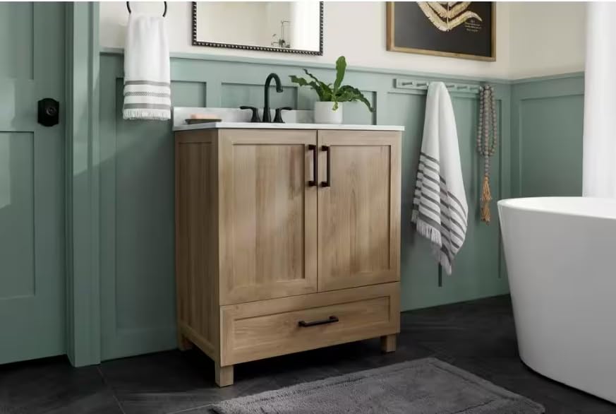 Pimentel Vanity Modern Bath Ceramic Sink, 30-INCH X 19-INCH X 34-INCH Color Oak Elegance