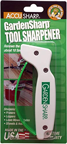 AccuSharp Garden Tool Sharpener - Diamond-Honed Tungsten Carbide Rust-Free Blade Quickly Sharpens, Restores, Repairs & Hones Lawnmower Blades, Secateurs, Limb Loppers, Hoes, Shovel & Scythes