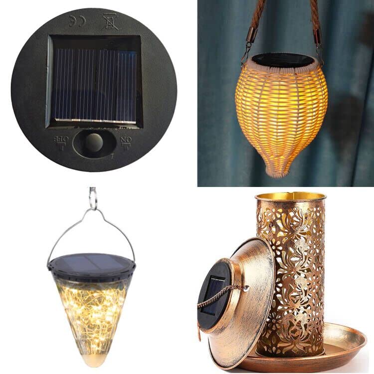 HOUYANG 4 Pack Compatible Aperture 2.45"~2.73" Replacement Lantern Top Solar Light Parts Garden Light Battery Box Parts Solar Light Replacement Parts(Warm Color)