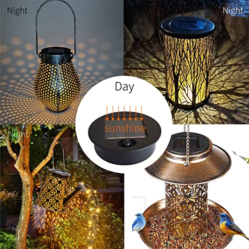 HOUYANG 4 Pack Compatible Aperture 2.45"~2.73" Replacement Lantern Top Solar Light Parts Garden Light Battery Box Parts Solar Light Replacement Parts(Warm Color)