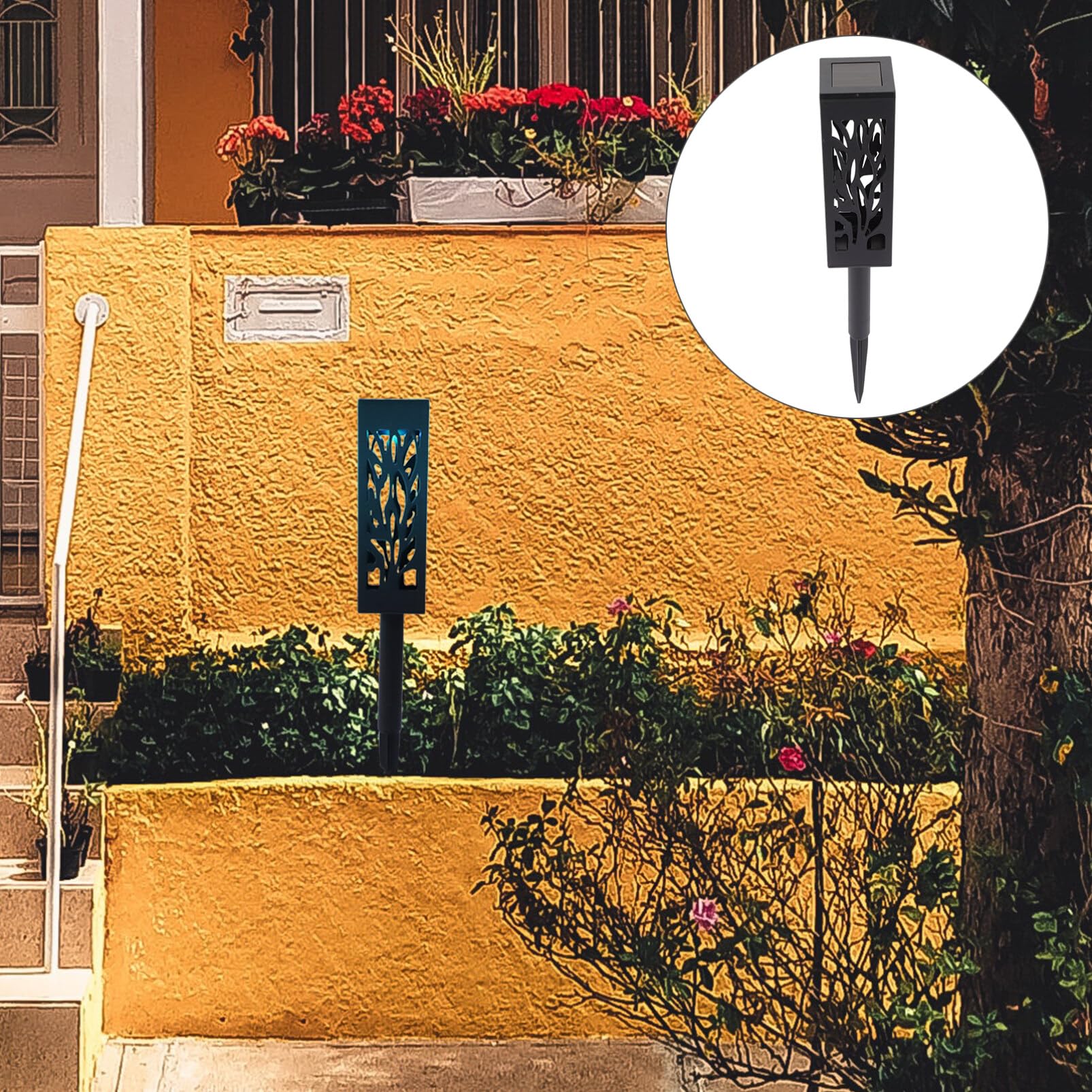 Happyyami 2 Pcs Hollow Out Lamp Out Door Decor Outdoor Decor Lampara Solar Para Exterior Solar Ground Plug Light Solar Powered Lawn Lights Solar Powered Led Landscape Light Yard Lawn Light
