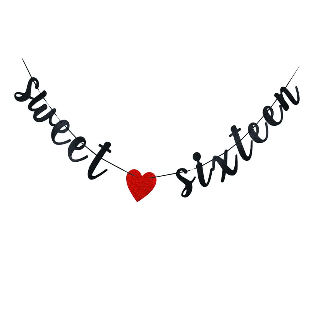 Sweet Sixteen Banner - 16th Birthday sign ,Happy Sweet 16,Cheers to 16 Years Old Decoration