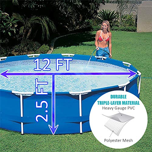12FT x 30IN Outdoor Above Ground Frame Pool, 12 FT Pool Metal Frame Swimming Pool for Backyard, Garden Framed Pool for Kids, Family