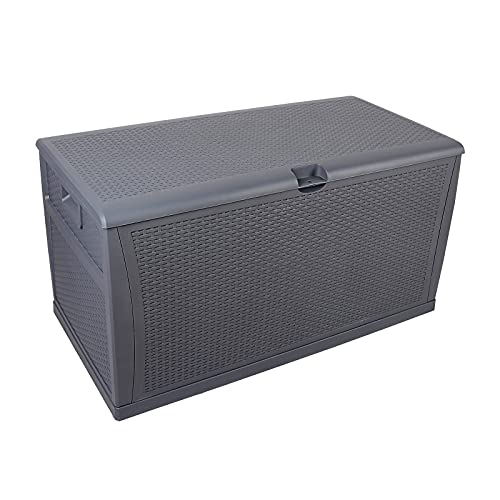 120 Gallon 460L Patio Deck Box for Storage, Outdoor Garden Plastic Storage Deck Box with Lockable, Large Wicker Storage Container for Patio Furniture Cushions, Throw Pillows, Garden Tools, Toys
