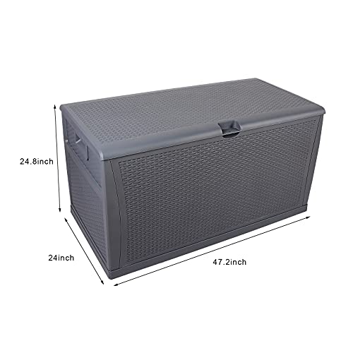 120 Gallon 460L Patio Deck Box for Storage, Outdoor Garden Plastic Storage Deck Box with Lockable, Large Wicker Storage Container for Patio Furniture Cushions, Throw Pillows, Garden Tools, Toys