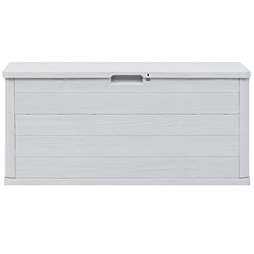 (Priority Delivery)Garden Storage Box,74 gal,Lockable,Outdoor Bin for Gardening Tools,Seat Cushions,and Other Accessories,Store Items on Deck,Patio,Backyard,Light Gray