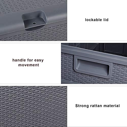 120 Gallon 460L Patio Deck Box for Storage, Outdoor Garden Plastic Storage Deck Box with Lockable, Large Wicker Storage Container for Patio Furniture Cushions, Throw Pillows, Garden Tools, Toys
