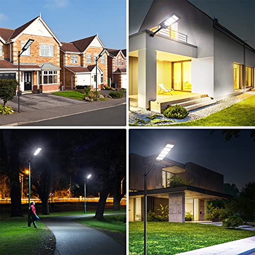 350W Solar Street Light Outdoor, 400LED Solar Flood Lights Outdoor Dusk to Dawn Motion Sensor, with Remote Control & Bracket, Security Solar Outdoor Lights IP66 Waterproof Lamp for Yard Garden Street