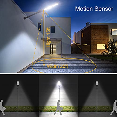 350W Solar Street Light Outdoor, 400LED Solar Flood Lights Outdoor Dusk to Dawn Motion Sensor, with Remote Control & Bracket, Security Solar Outdoor Lights IP66 Waterproof Lamp for Yard Garden Street