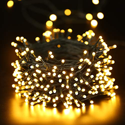 Toodour Solar Christmas Lights, 121ft 350 LED 8 Modes Solar String Lights, Waterproof Solar Outdoor Christmas Lights for Garden, Patio, Holiday, Party, Balcony, Christmas Decorations (Warm White)