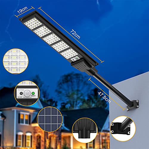 350W Solar Street Light Outdoor, 400LED Solar Flood Lights Outdoor Dusk to Dawn Motion Sensor, with Remote Control & Bracket, Security Solar Outdoor Lights IP66 Waterproof Lamp for Yard Garden Street