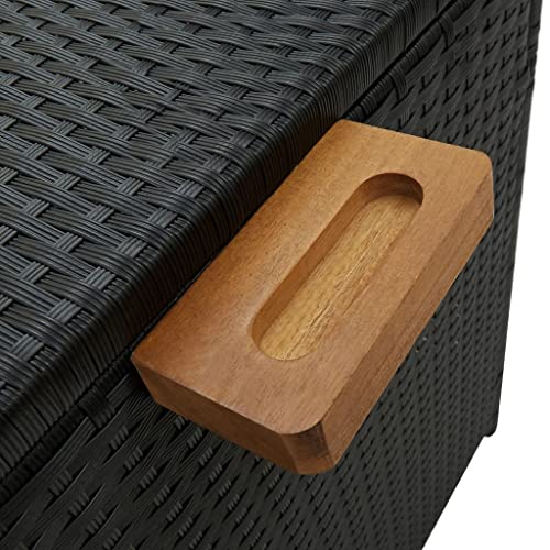Weather-Resistant PE Rattan Garden Storage Box with Easy Transport Handle and Wheels, Outdoor Storage Sheds with Lid Storage Chest with Inner Waterproof Bag for Patio and Balcony, 47.2" x 25.6" x 24"