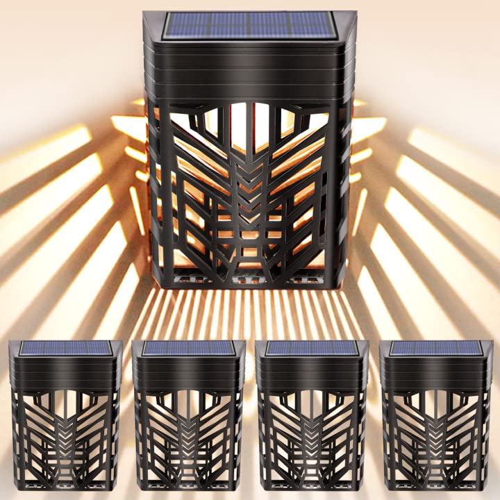 Adv-one Solar Deck Lights,Solar Fence Lights Outdoor Waterproof LED Garden Decorative Lights,Auto ON/Off Fence Post Solar Lights for Post,Yard,Front Door,Patio,Pool,Warm White (4PC)
