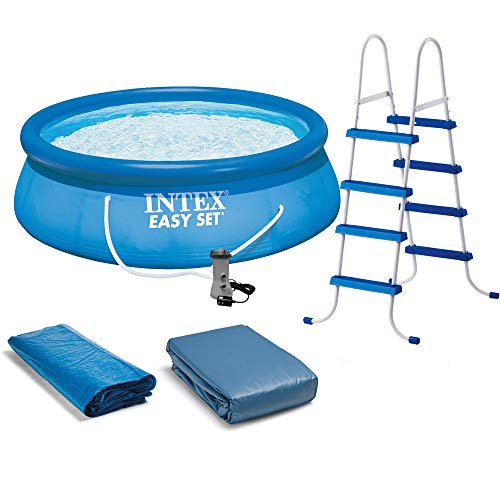 Intex 15' x 4β Inflatable Pool, Ladder, Pump and Hydrotools Chlorine Dispenser