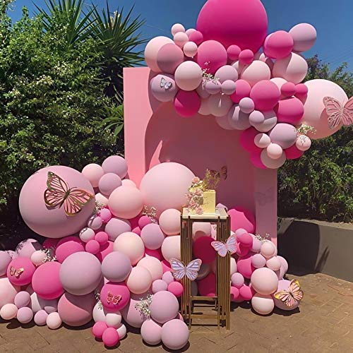 Rose Red Balloon Arch Garland Kit-Macaron Pink Balloon Rose Red Balloon 156Pcs for Baby Shower,Gender Reveal,Birthday,Wedding,Engagement,Christmas and Princess Party Decoration.
