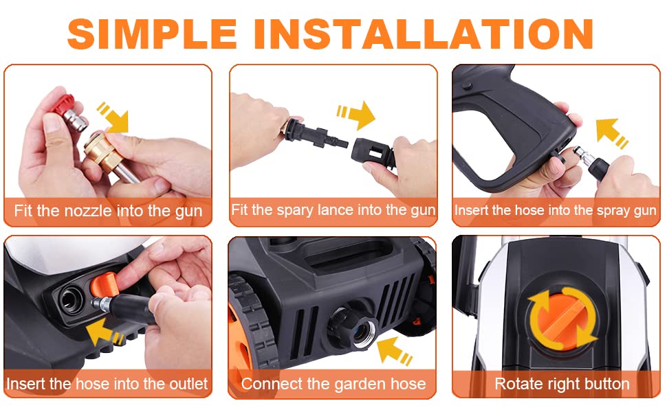 mrliance Electric Pressure Washer 1600W 1.9GPM High Pressure Power Washer Car Washer with Hose Reel, 4 Adjustable Nozzles, Soap Bottle (Sliver)