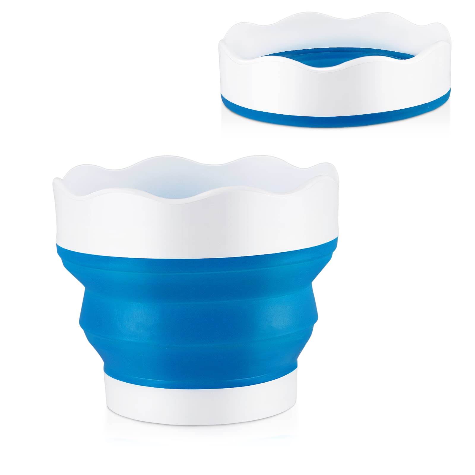 Fivtyily Portable Collapsible Paint Brush Washer with Brush Holder Silicone Washing Bucket for Watercolor Acrylic Oil Painting (Blue)