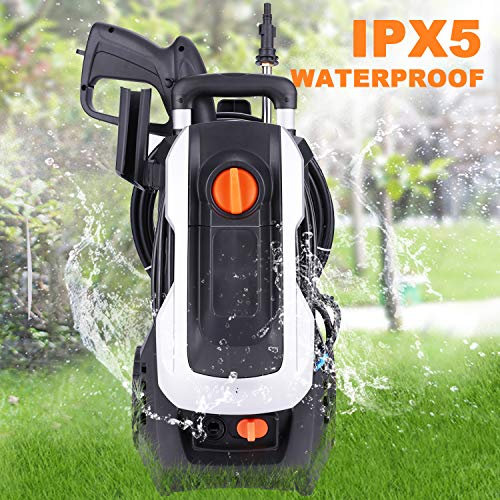 mrliance Electric Pressure Washer 1600W 1.9GPM High Pressure Power Washer Car Washer with Hose Reel, 4 Adjustable Nozzles, Soap Bottle (Sliver)