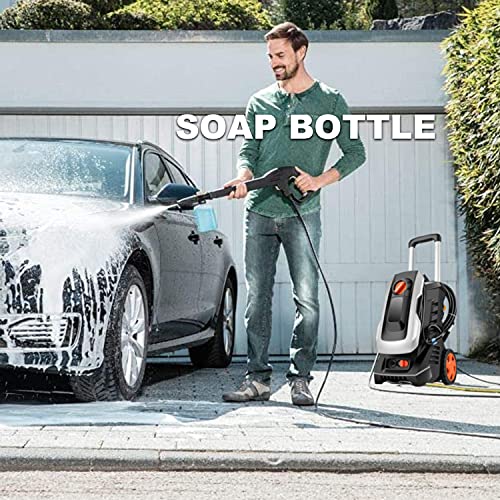 mrliance Electric Pressure Washer 1600W 1.9GPM High Pressure Power Washer Car Washer with Hose Reel, 4 Adjustable Nozzles, Soap Bottle (Sliver)