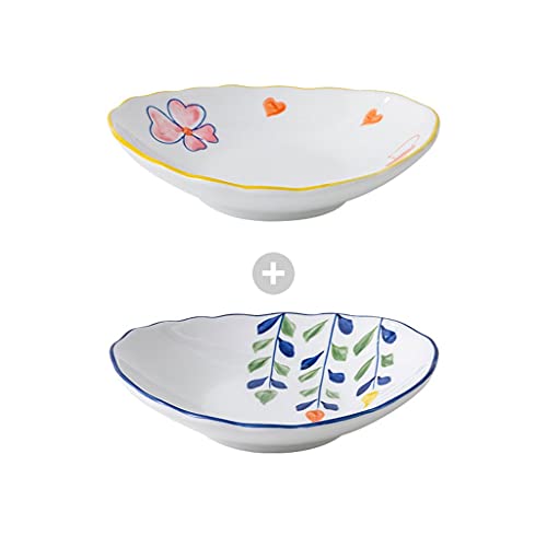 WAOCEO Appetizer Bowls 6 inch Ceramic Dessert Dishes Sauce Dish Soy Sauce Dipping Plates Snack Appetizer Side Dishes Serving Dish Japanese Style Dinnerware Set Salad Bowls (Color : D)