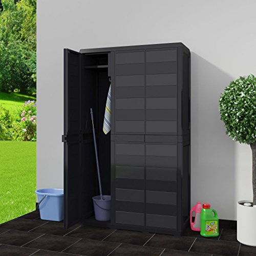 Tidyard Garden Storage Cabinet with 4 Ventilated Adjustable Shelves 3 Doors Patio Tool Shed Lawn Care Equipment Pool Supplies Storage Organizer 38.2 x 15 x 67.3 Inches (L x W x H)