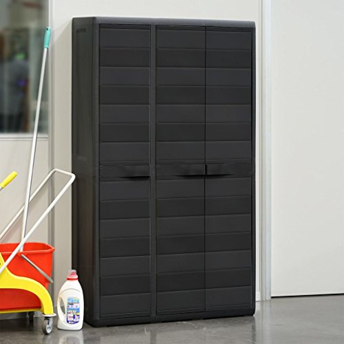 Tidyard Garden Storage Cabinet with 4 Ventilated Adjustable Shelves 3 Doors Patio Tool Shed Lawn Care Equipment Pool Supplies Storage Organizer 38.2 x 15 x 67.3 Inches (L x W x H)