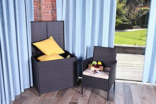 UNITED FLAMES 91 Gallons Outdoor Storage Box Waterproof Deck Box Lightweight All-Weather Wicker Storage Bin for Storing Cushions Garden Tools and Pool Toys Black