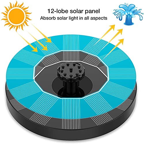 Kemine Solar Bird Bath Fountain Pump 1.0W with 4 Nozzle and Connector Free Standing Floating Water for Bird Bath Garden Pond Fish Tank Aquarium Outdoor (A)